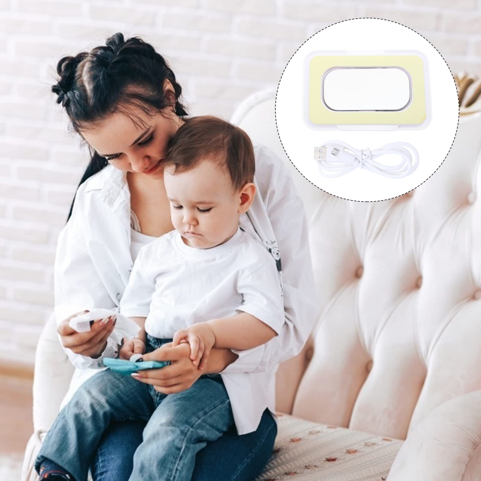 Warmer USB Wet Tissue Heating Box Diaper Wipe Warmer Dispenser Household Heating Machine, 15X12 cm