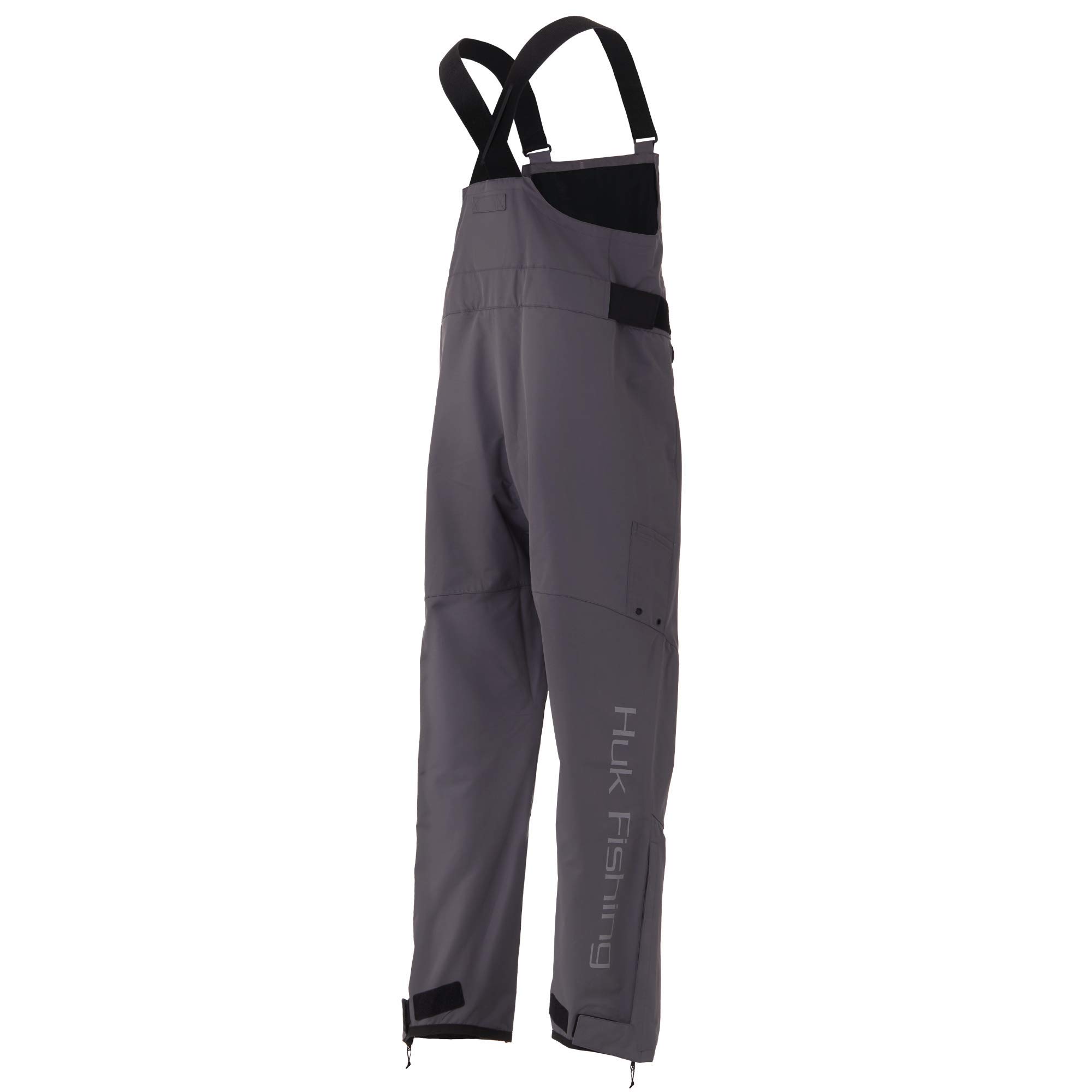 Huk Men's Grand Banks Water Proof & Wind Resistant Heavy Duty Rain Bib, Iron, XX-Large