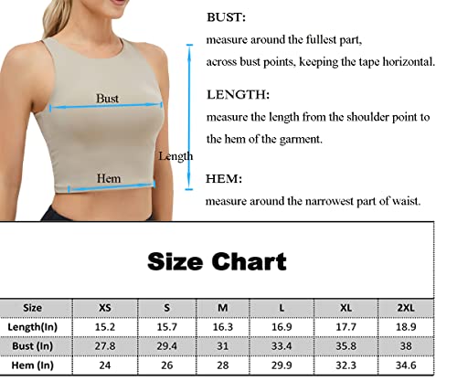 Women's High Neck Crop Top Sleeveless Racer Back Basic Workout Tank Tops Shirt Khaki Leopard M