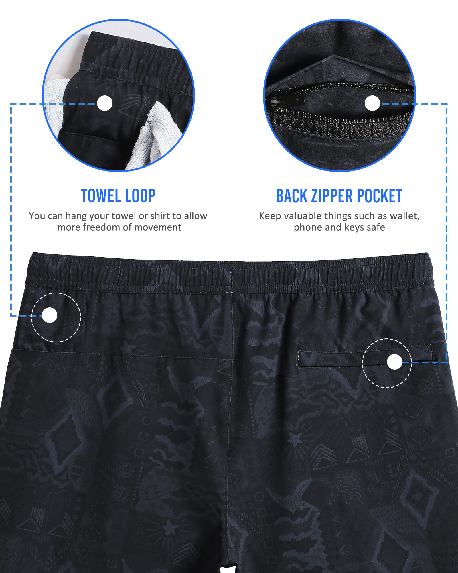 maamgic Mens 5" Gym Running Shorts for Men 2 in 1 Quick Dry Workout Athletic Shorts Totem Gray Large