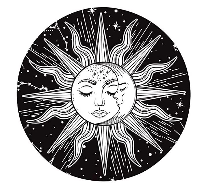 Large Grinder 2.5 inch Black,Boho Aesthetic Tree of Life Grinder (Black Sun and Moon)
