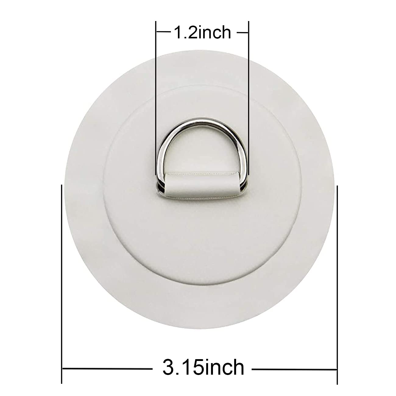 Lidali D Ring Patch for Inflatable Boat Kayak Dinghy SUP, Stainless Steel D Ring PVC Patch Stand-Up Paddleboard Canoe Rafting Accessories, NO Glue Included (4Pcs, White)