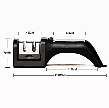 Kangever Kitchen Knife Sharpener,2 Stage Black Diamond Knife Sharpening Tools for Straight and Serrated Knives,Professional Manual Knife Sharpeners with Coarse and Fine Sharpening System for Knives