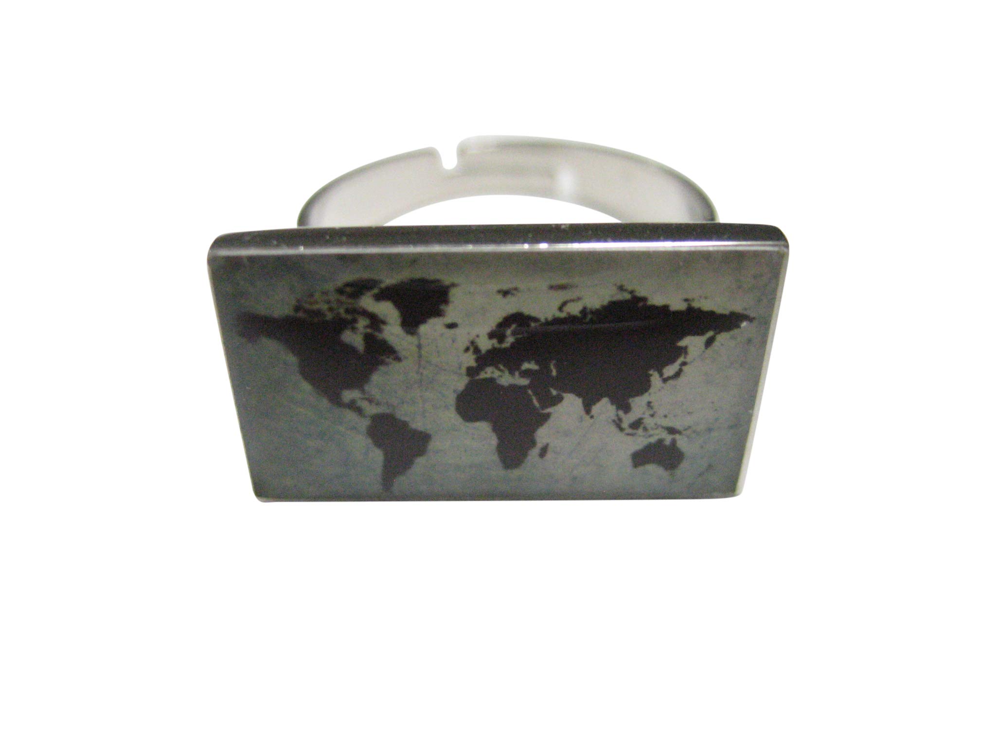 Kiola Designs Rectangular World Map Adjustable Size Fashion Ring
