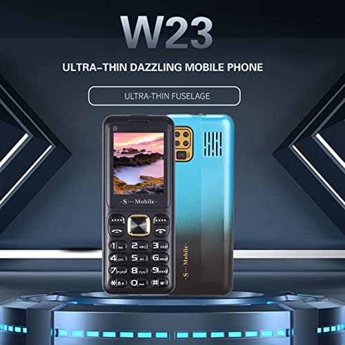 Zyyini Unlocked Mobile Phone, W23 Large Button Large Font 2G Calling Mobile Phone for Seniors, 3 Card 3 Standby, Large Loud Volume, One Button Flashlight, Long Standby(Blue)