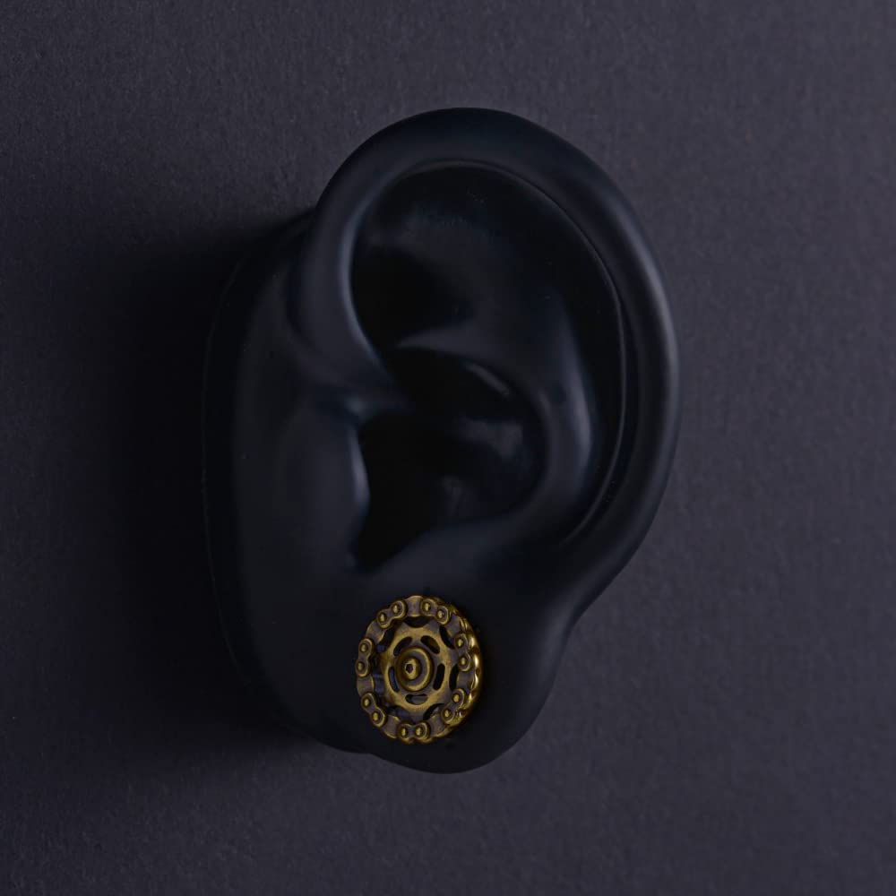 PUNKYOUTH 2PCS Ear Gauges Cool Chain Mechanical Style Double Flared Plug and Tunnels Old Retro Industrial Stretcher Piercings Gauge 0g to 1 inch