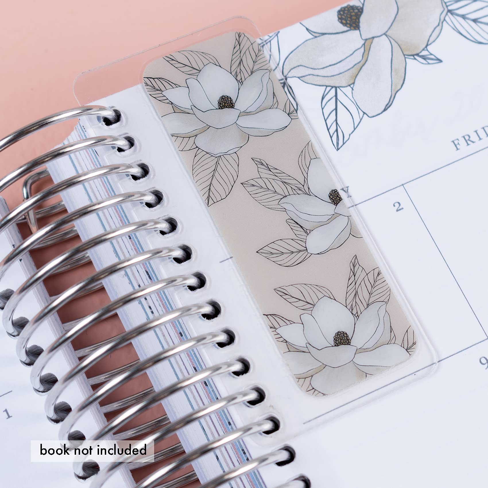 Mini Snap-in Bookmark Trio in Flora, Mark Your Pages in Style with Miniature Snap-in Bookmarks for Coiled Planners, Notebooks, or Binders in Elegant Hand-Sketched Flora Designs by Erin Condren