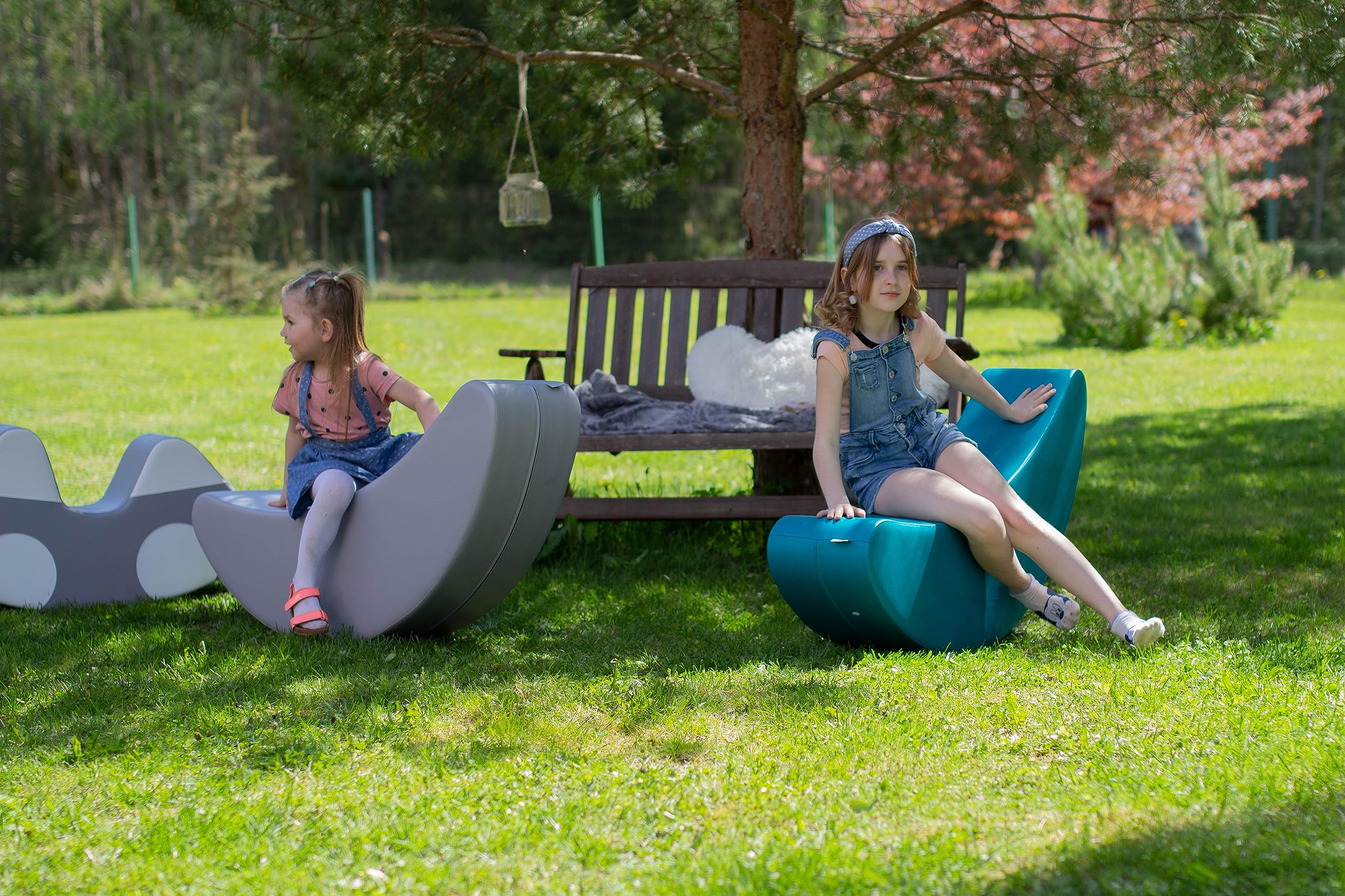 IGLU Soft Play Rocker Banana Shape Large Rocking Horse Hobby Toy for Kids Age 1-7 Montessori Open Ended Play (Grey)
