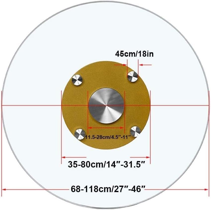 Lazy Susans Turntable Tempered Glass Lazy Susan Turntable, Round Frosted Tempered Glass Tabletop Rotating Serving Tray For Dining Table - Transparent (Color : 12mm/0.5in Thick, Size : 68cm/27in)