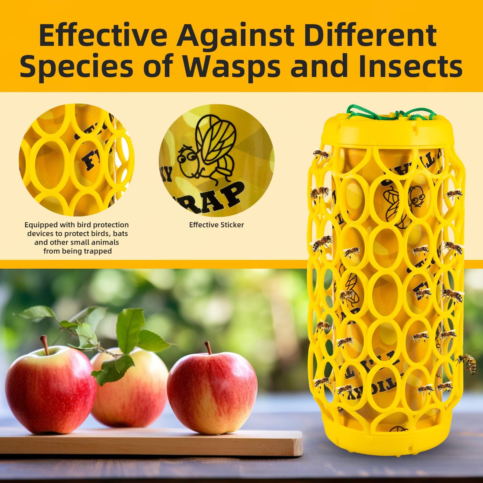 Wasp Trap,Carpenter Bee Trap,Wasp Traps Outdoor Hanging,Yellow Jacket Trap Wasp Killer Catcher,Reusable Wasp Deterrent Outdoor with 4 Sticky Bug Board Bee Catcher Wasp Repellent Flying Insect Trap