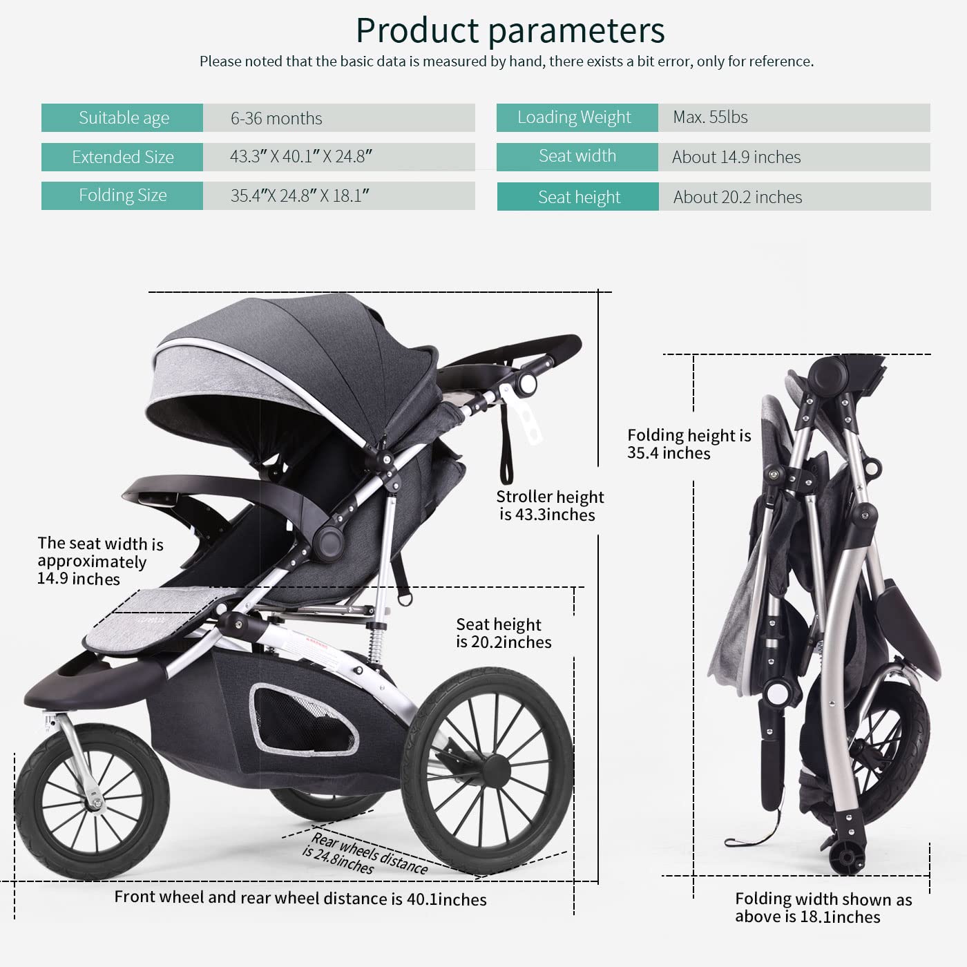 Jogging Stroller Fold City Travel Citi Jog Strollers Single Toddler Baby Pram Jogging Compact Urban Ultralight Joggers Beby Carriage Pushchair Stroller Travel System