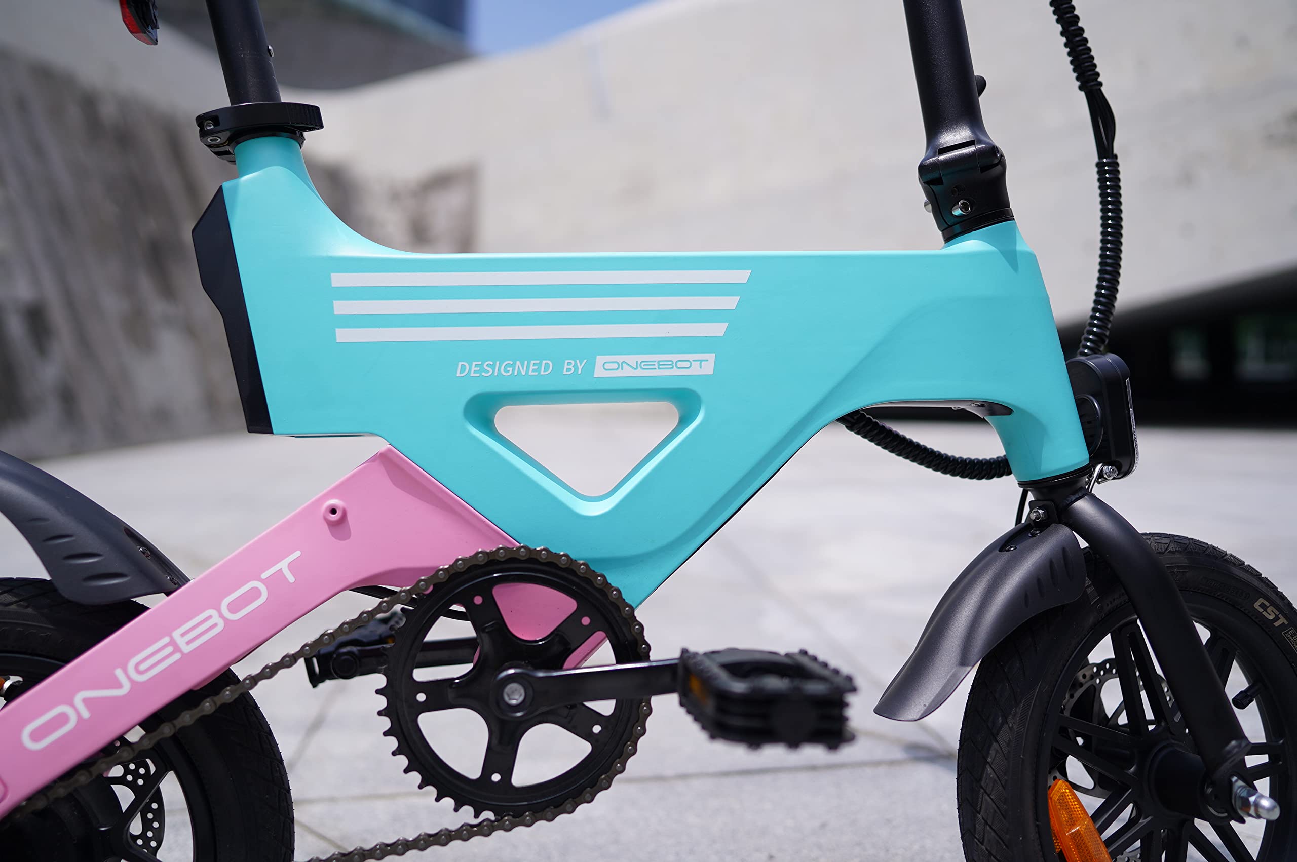 ONEBOT Electric Bike, Folding Electric Bicycle with 250W Motor 15.5MPH, 14" Wheels, Lighter Magnesium Alloy Frame (Blue)