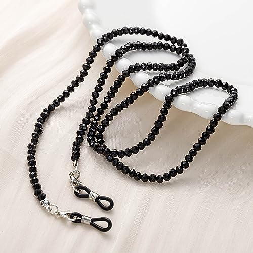 Purida Beaded Eyeglasses Chain for Women, Reading Glasses Holder,Sunglasses Chain, Lanyard for Face Mask, Black