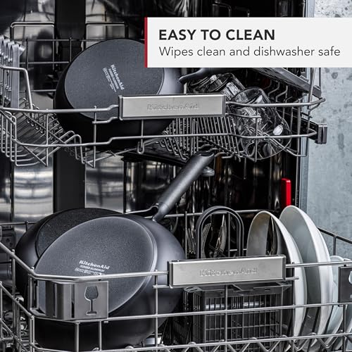 KitchenAid Classic Forged Hard Anodized PFAS-Free Ceramic Non-Stick, 20 cm, 24 cm and 28 cm Frying Pan Set, Induction, Oven Safe,Black