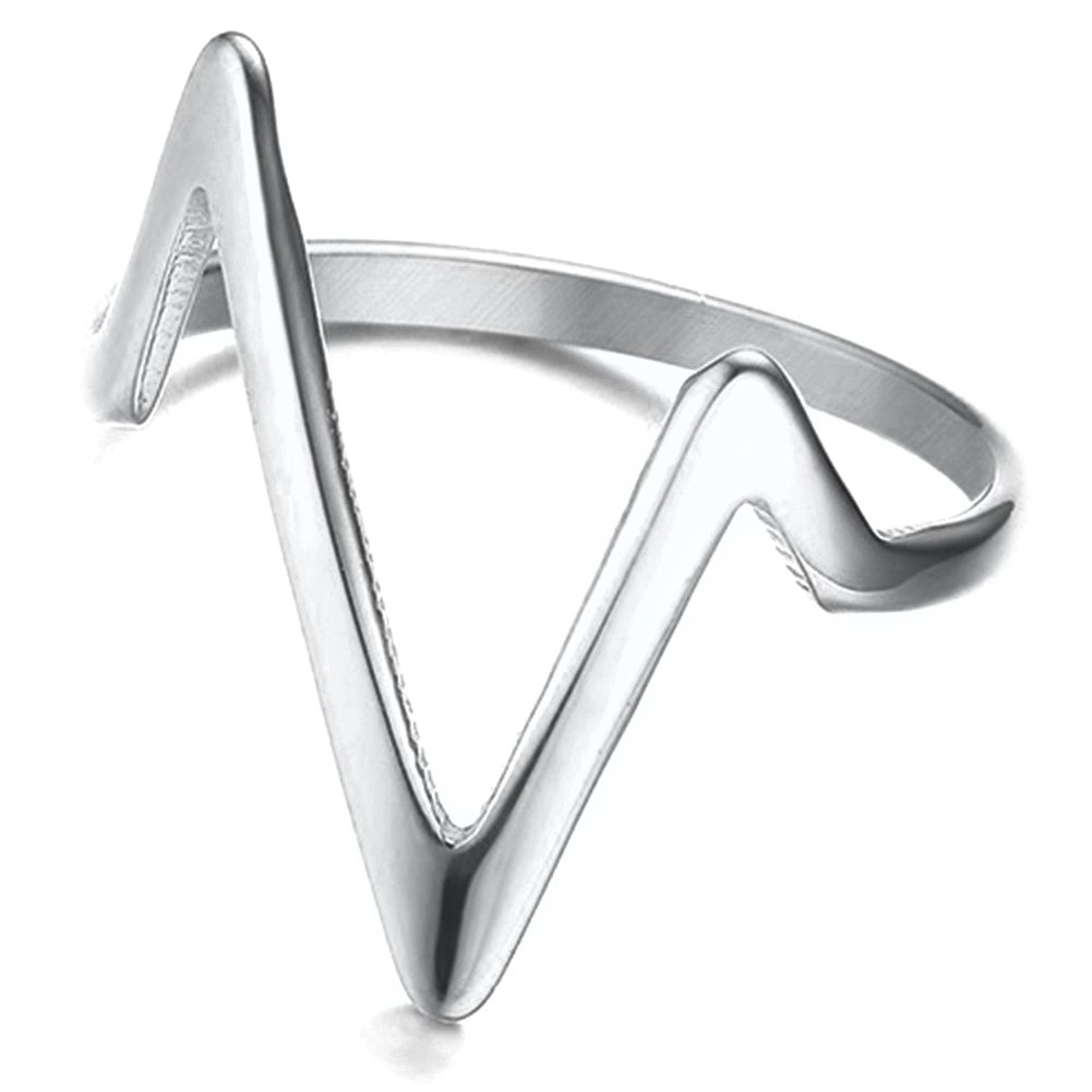 Jude Jewelers Stainless Steel Chevron Ring Statement Promise (Silver, 10)