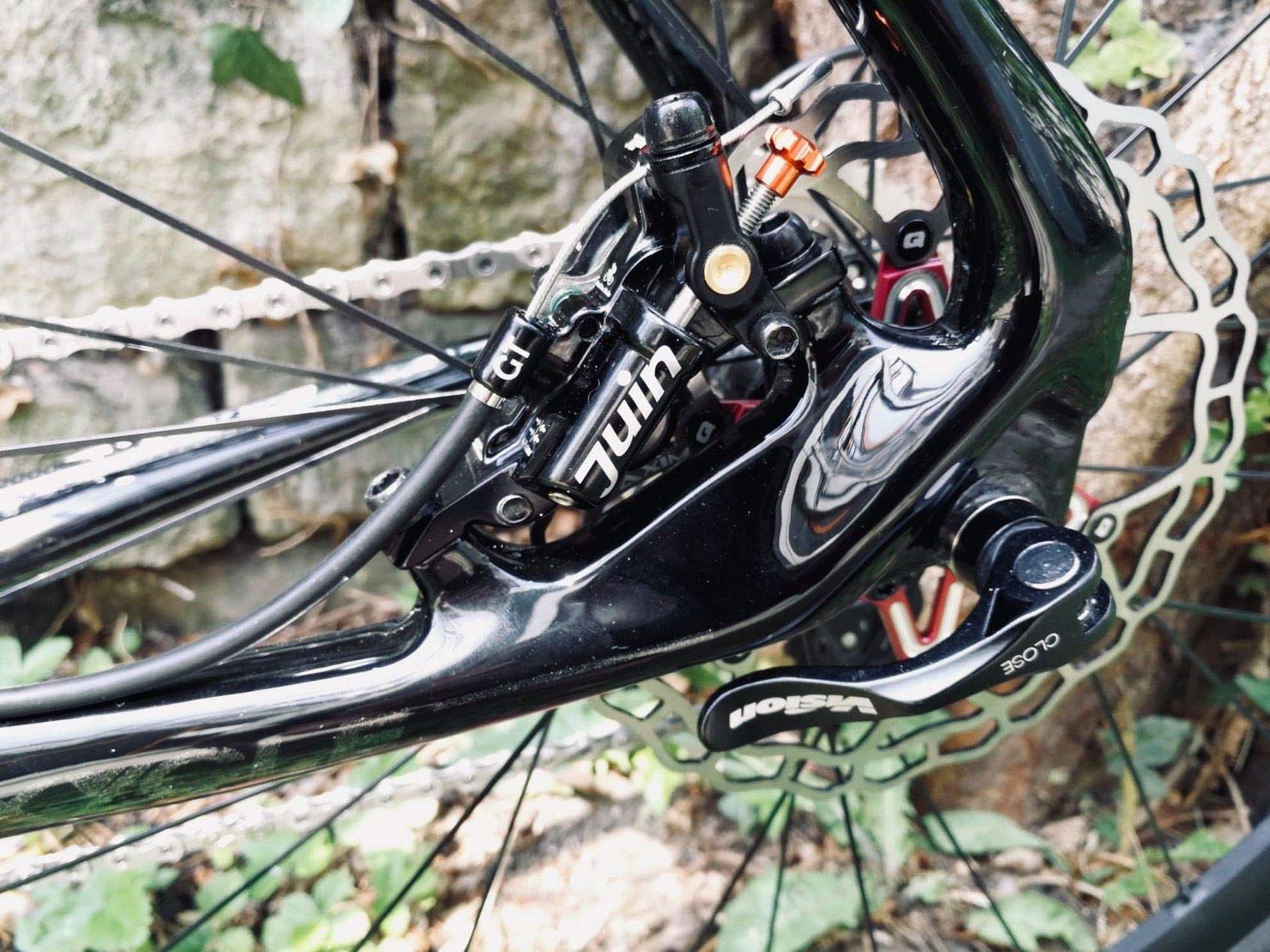 Juin Tech GT-P Cable Actuated Hydraulic Bicycle Bike Disc Brake Caliper Set Extra Powerful Hybrid Brake for Road/Mountain/Cyclocross/Gravel/E-Bike/Folding Bike etc. use(Black)
