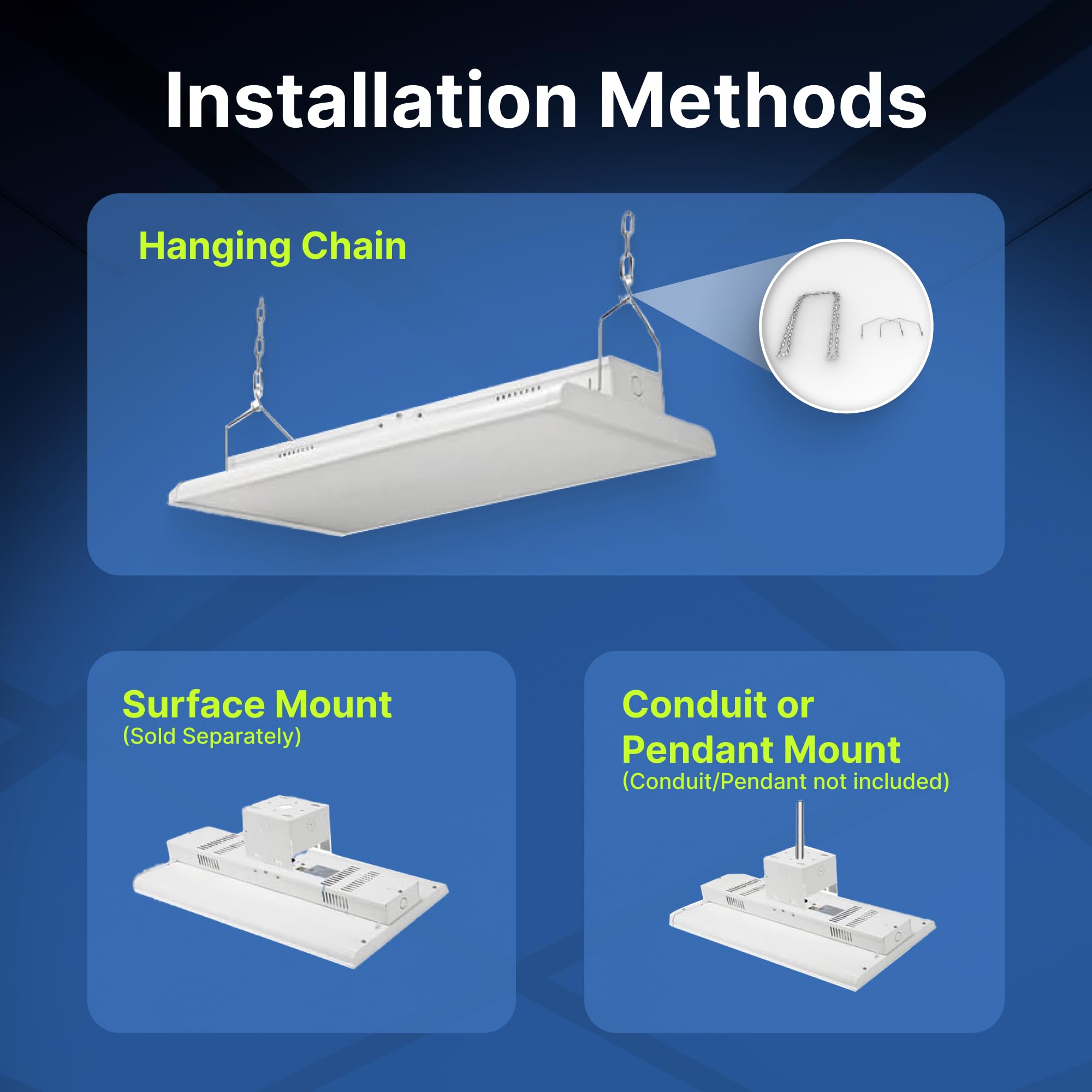 Konlite - 4 FT Linear LED Shop Lights, 225W, 30,626LM Bay Ceiling Shop Light for Commercial & Industrial Use, Non-Maintenance Shop Lights for Workshop, Garage Light, 5000K Daylight, Dimmable 1-10V