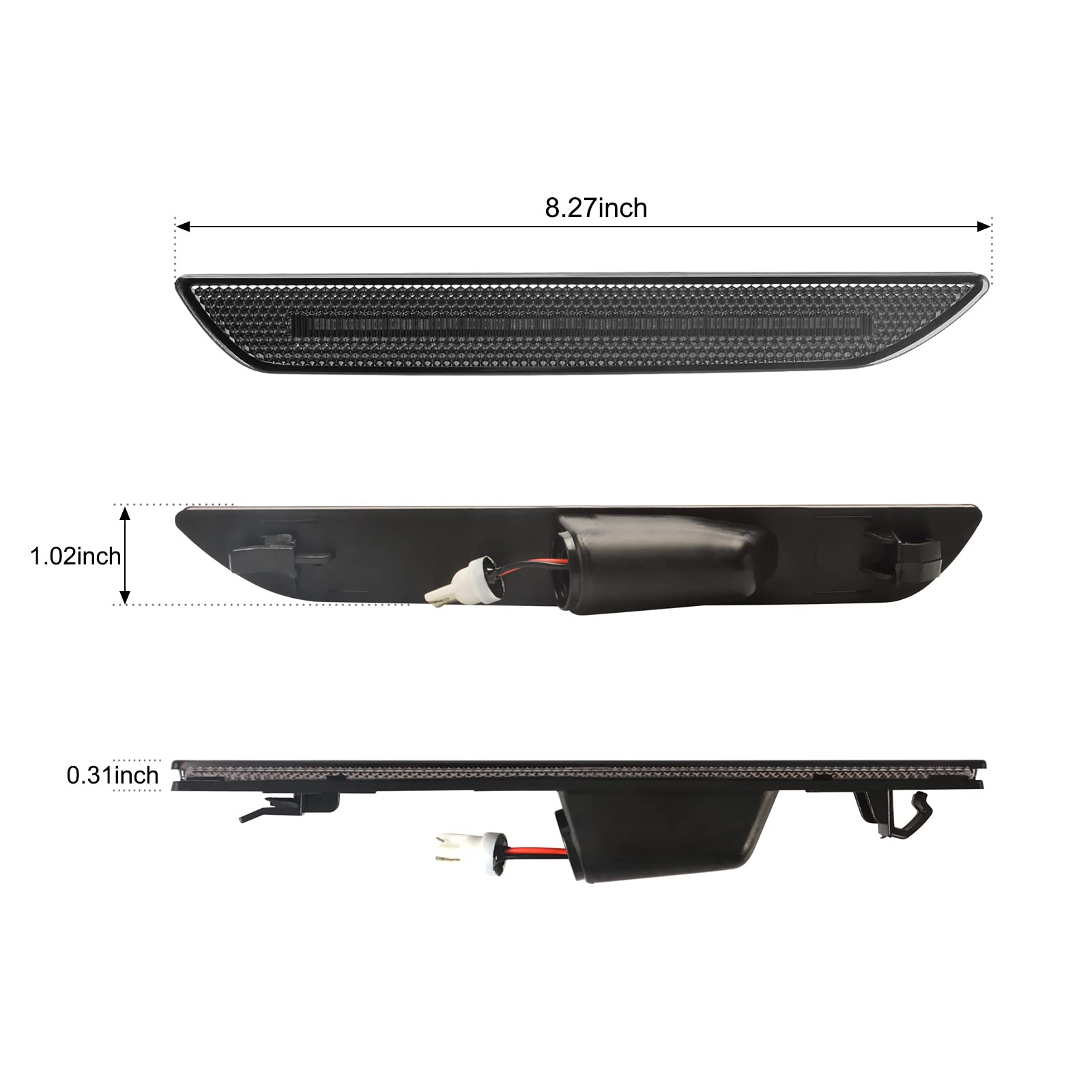 LDETXY LED Rear Side Marker Lights for Ford Mustang 2015-up, LED Smoked Back Side Marker Lights Rear Bumper Lights Reflectors Assembly for 2015+ Ford Mustang Accessories - Rear 2PCS