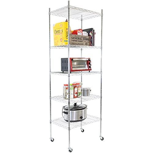 TSRING 24" W x 18" D x 74.5" H 5-Shelf Garage Shelves, Silver