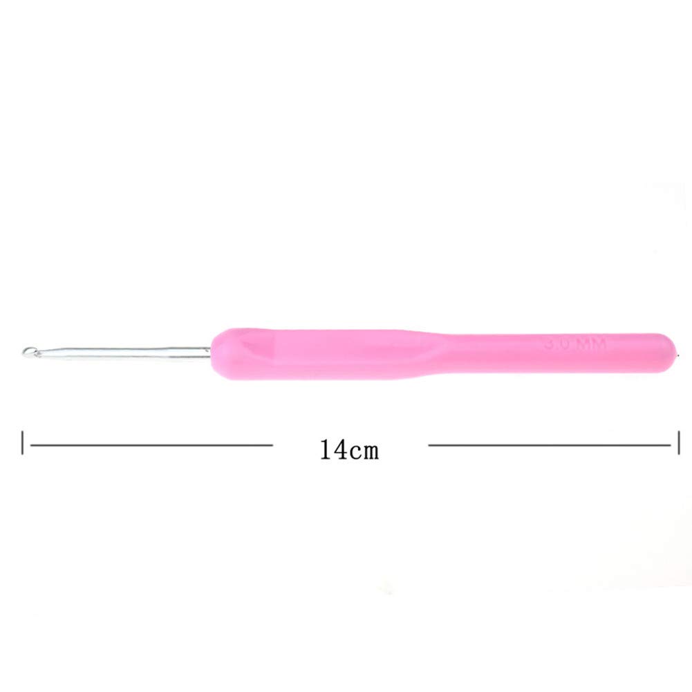 Katech 8 Pieces Crochet Hooks Different Sizes Crochet Needles Pink Handle Durable Aluminum Alloy Smooth Crochet Hook Set Ergonomic Knitting Needle Tools Weave Yarn Craft Knitting Kit