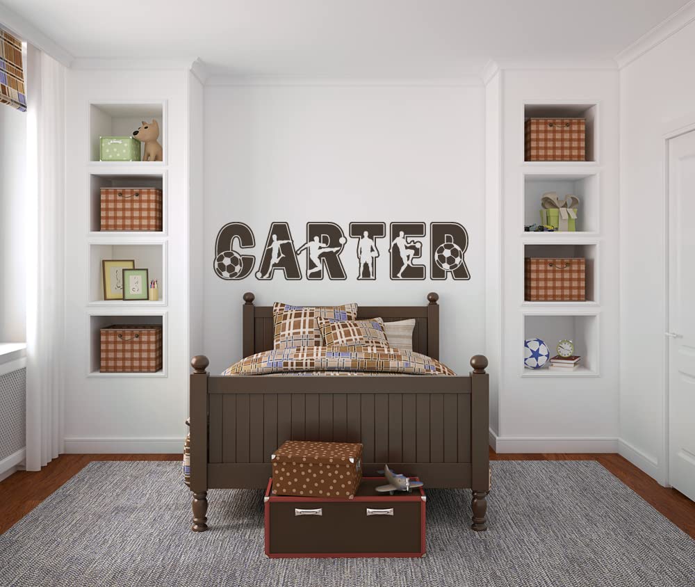 Soccer Custom Name Vinyl Wall Decal Sticker Art for Boys Rooms, Ball Player Theme Letters Bedroom Decor for Kids
