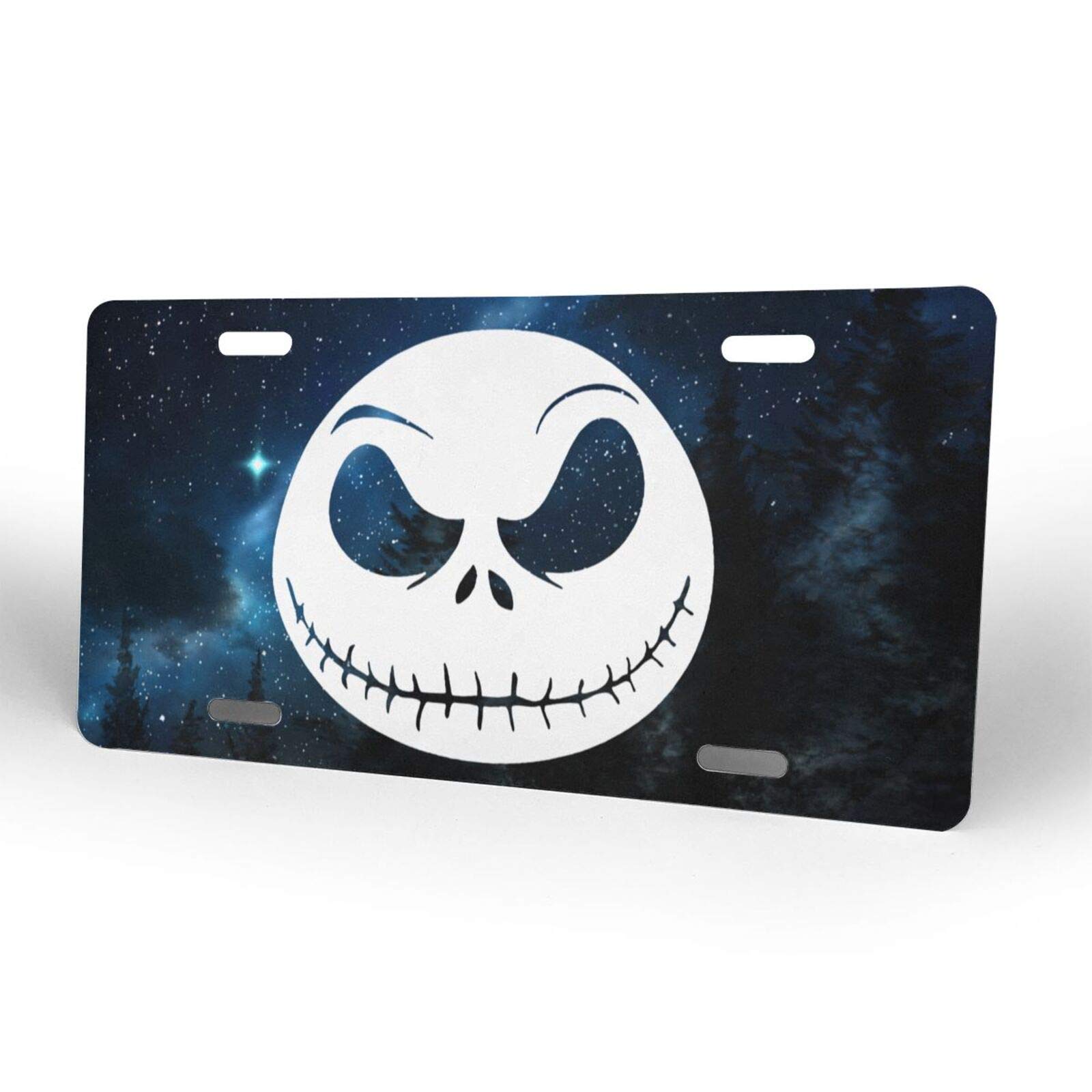 JUCHen Jack-Skellington License Plate Auto Truck Front Tag Metal License Plate Cover Frame for Car 6"x12"