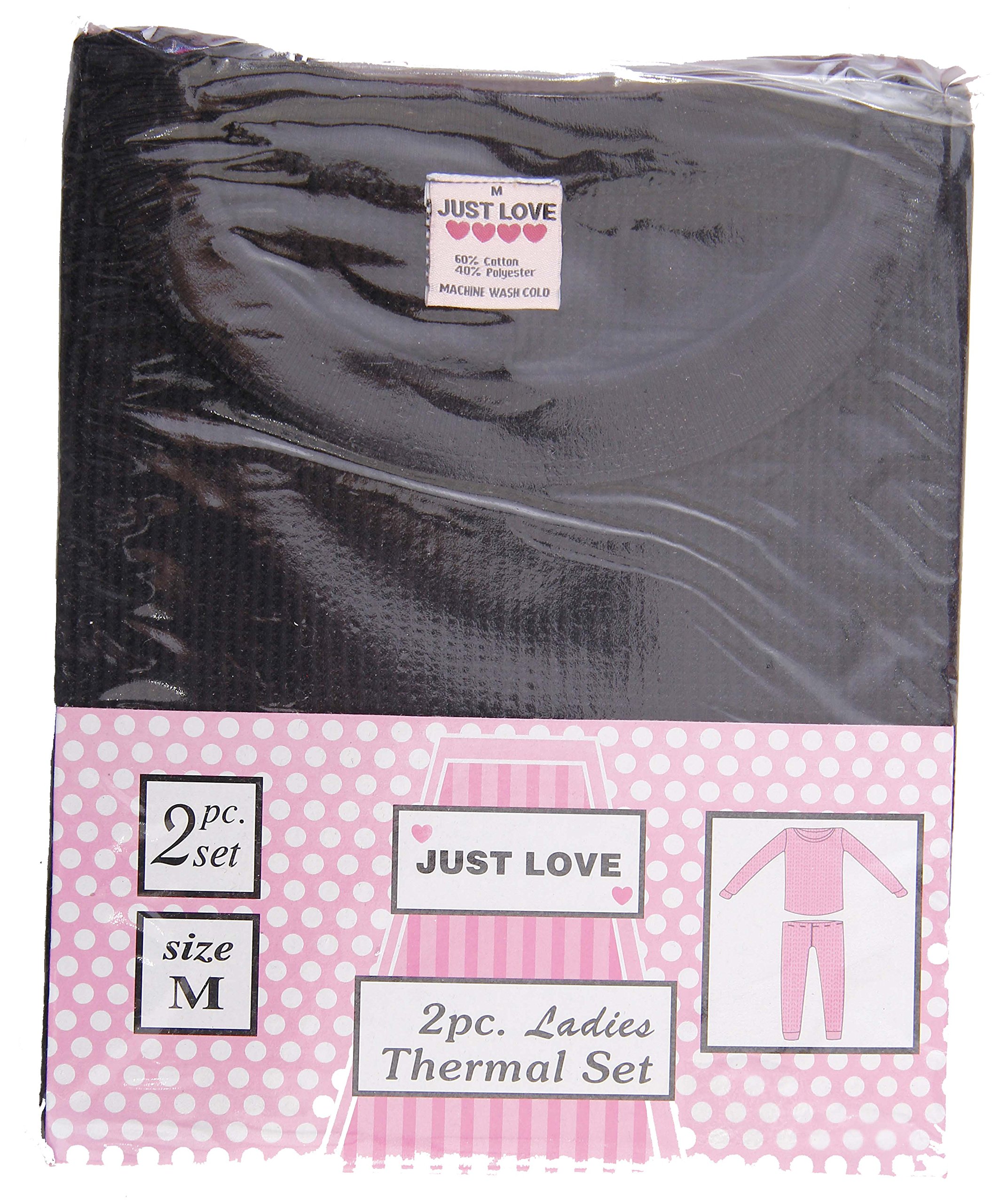 Just Love 95862-Black-M Women's Thermal Underwear Pajamas Set Base Layer Thermals