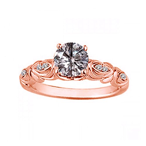Jascina 0.50 Carat G-H Diamond Fancy Solitaire Engagement Wedding Bridal Ring 14K Rose Gold