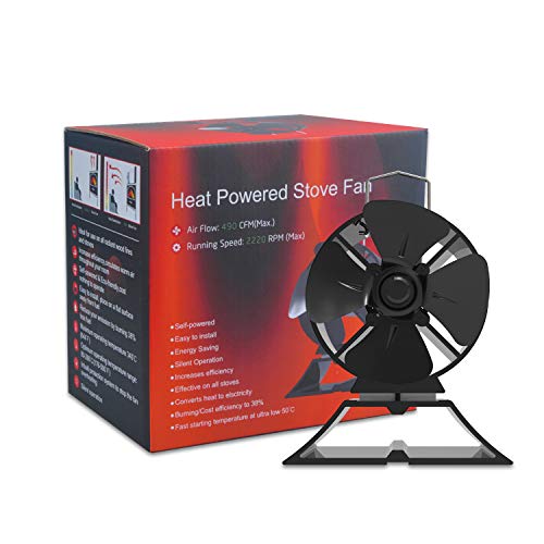 JKsmart Mini Stove Fan-4-Blade Silent Operation Heat Powered Stove Fan for Wood/Log Burner/Fireplace - Eco Friendly [Energy Class A+++]