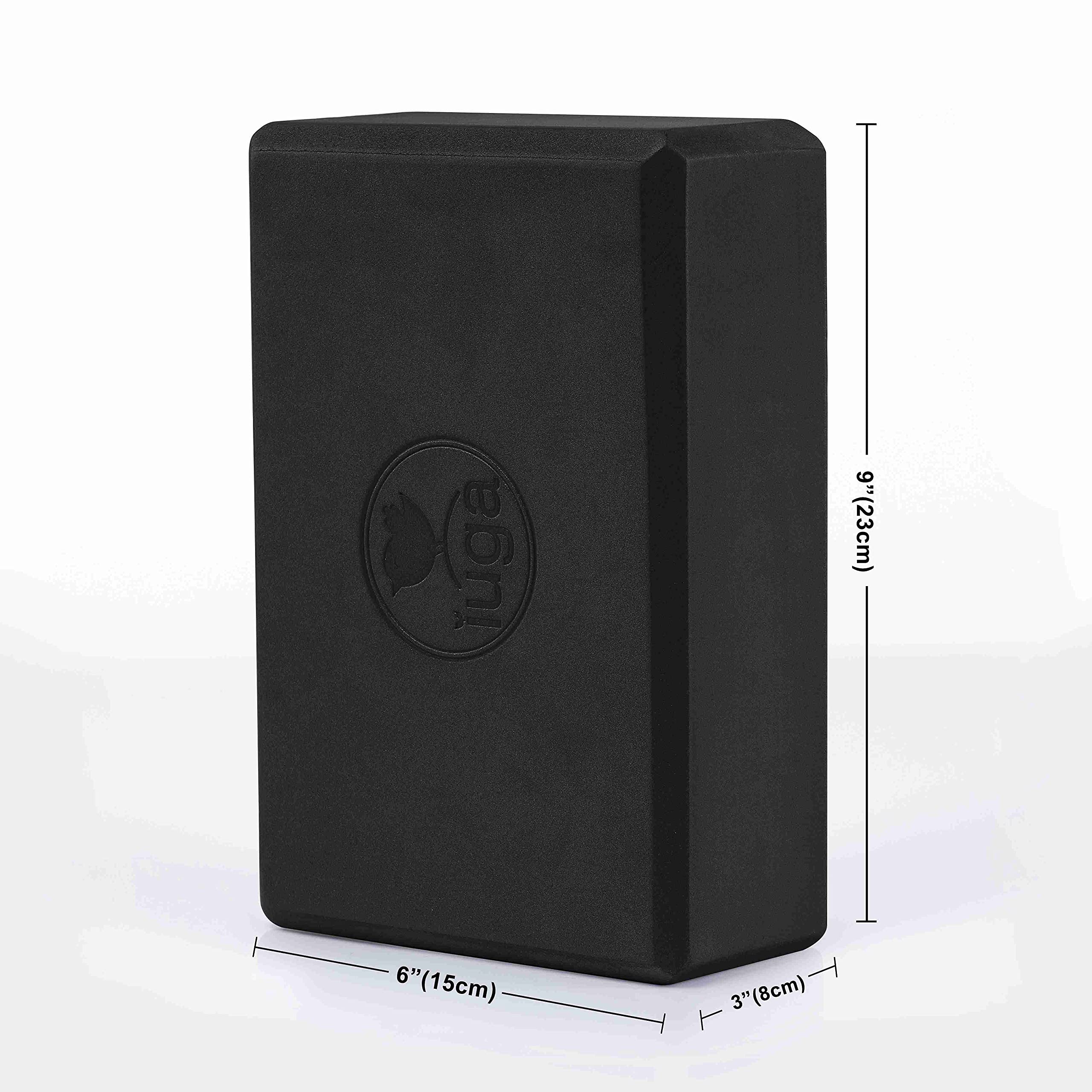 IUGA Yoga Block 2 Pack with Yoga Strap, High Density Yoga Blocks 9”x6”x3”to Improve Strength, Flexibility and Balance, Light Weight and Non-Slip Surface for Yoga, Pilates and Meditation