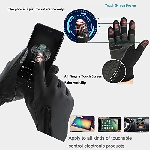 Jeniulet Waterproof Gloves -30โ Mens Winter Warm All Finger Touch Screen Gloves for Cycling and Outdoor Work