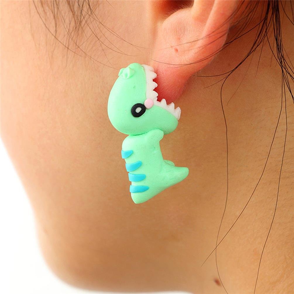 IYSHOUGONG 3 Pair 3D Clay Earrings Handmade Biting Your Ear Animal Polymer Clay Stud Earrings for Women,STYLE RANDOM