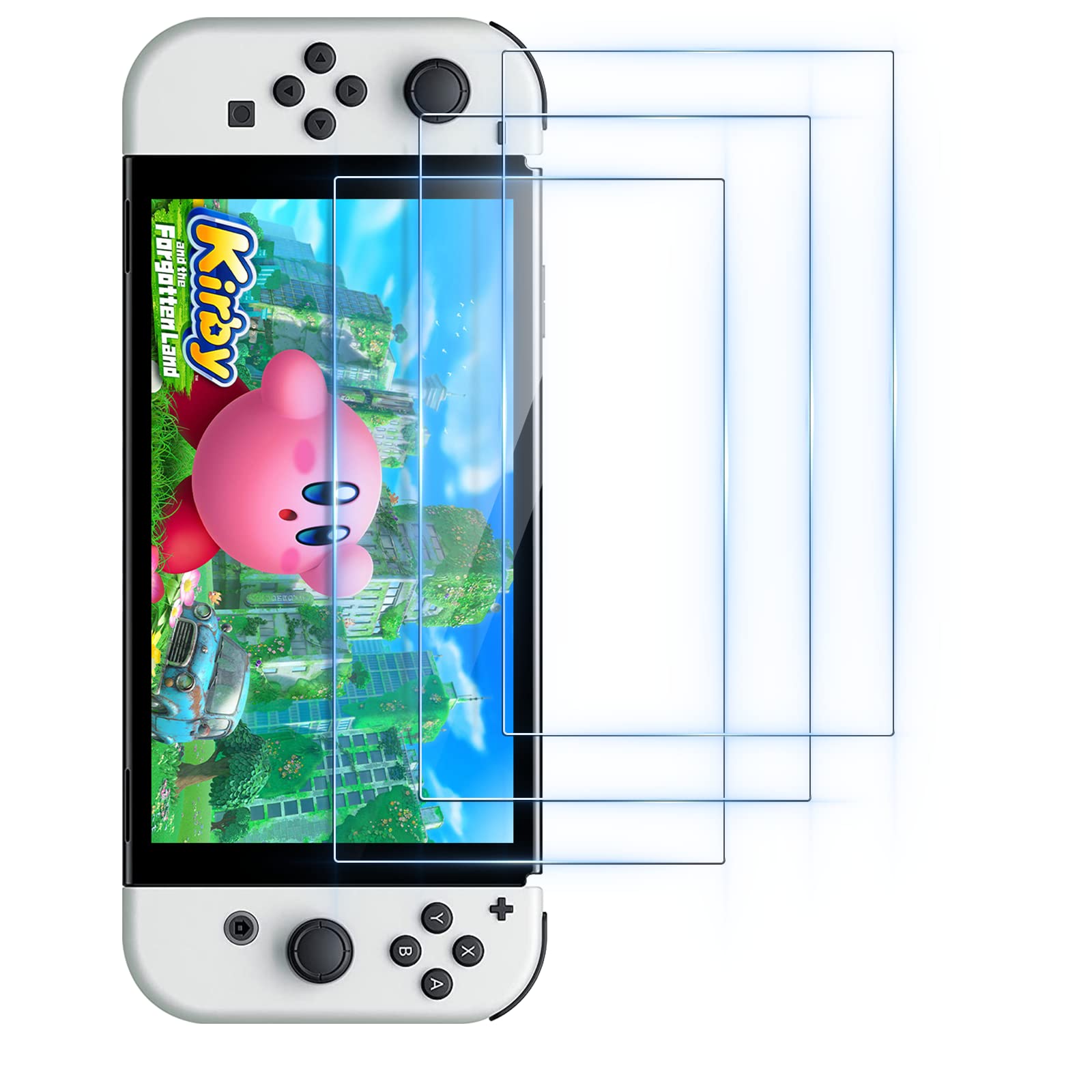 LDSXAY [3 Pack] Screen Protector Designed for Nintendo Switch OLED model 2021, Nintendo OLED Tempered Glass Screen Protector 9H Hardness Anti-Scratch, Bubble Free