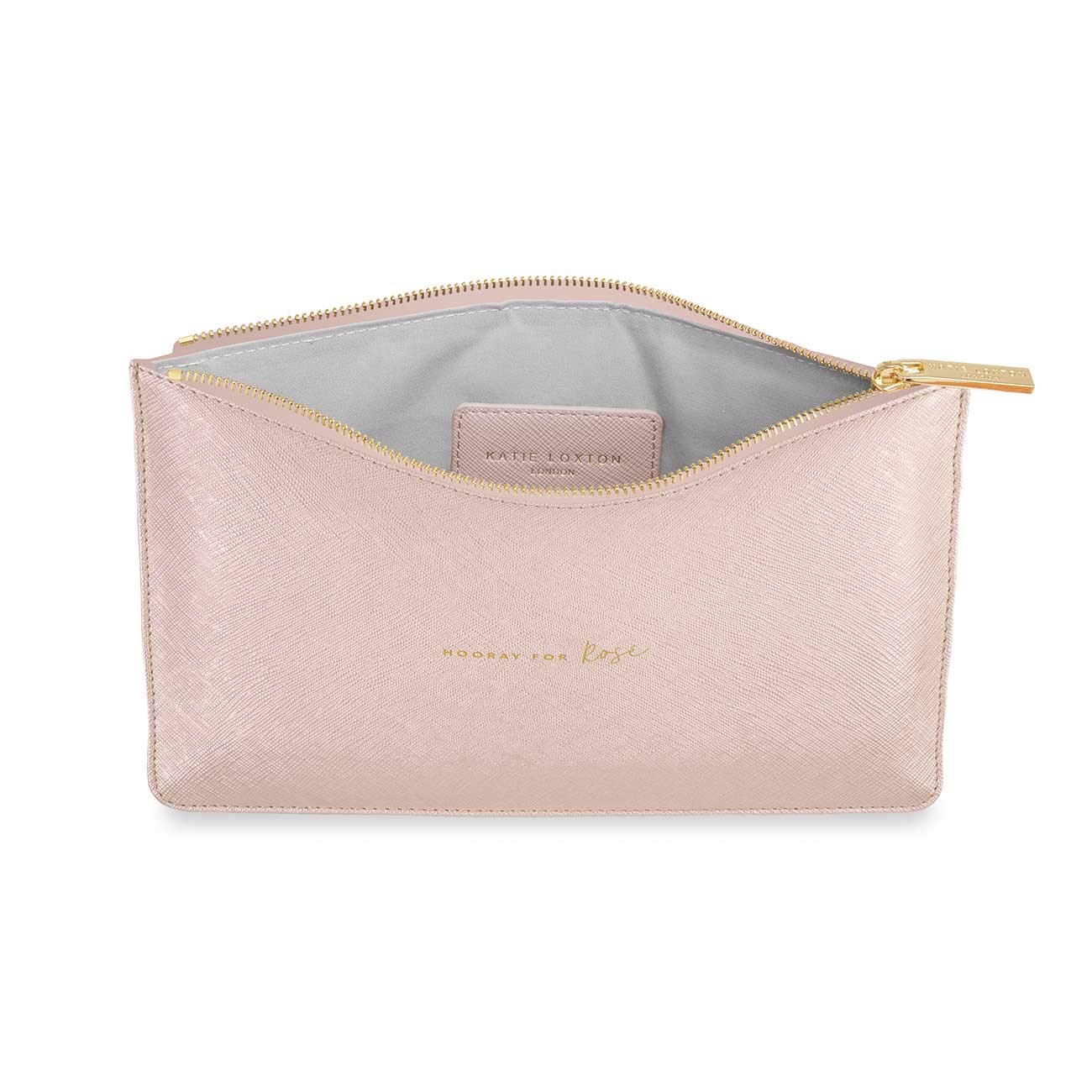 KATIE LOXTON Hooray For Rose Womens Medium Vegan Leather Clutch Sentiment Perfect Pouch Pink