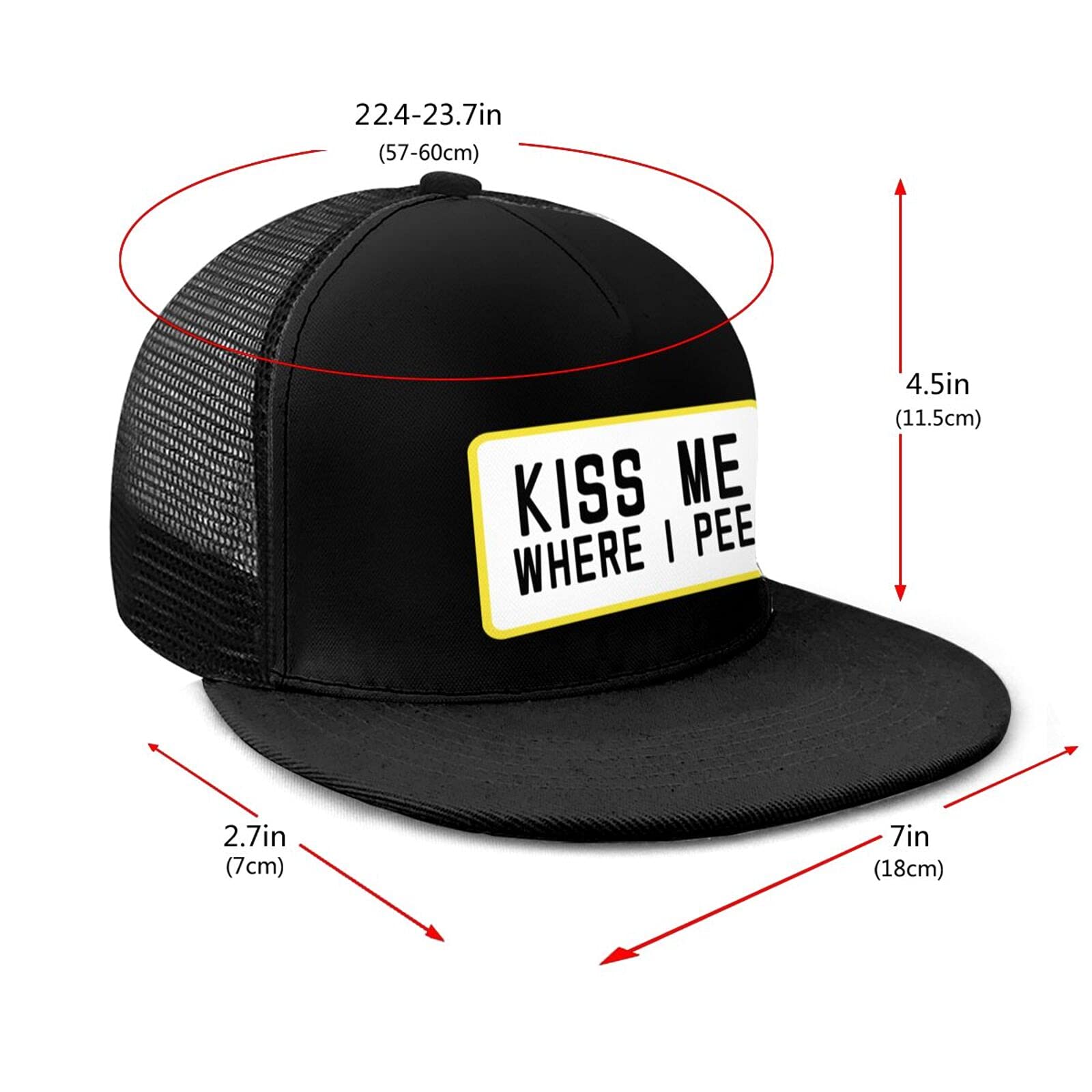 kiss me Where i Pee Hat Sandwich Vintage Adjustable Baseball Caps Sun Cap Unisex Outdoor Black