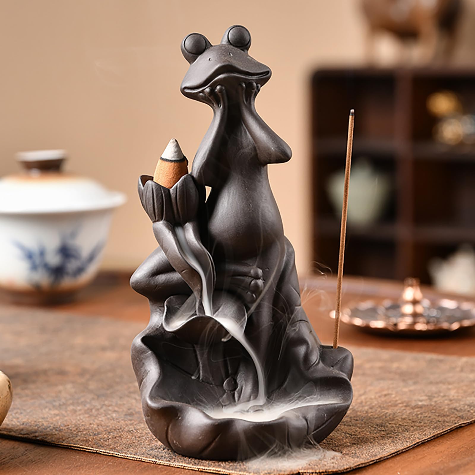 Jueison Backflow Incense Burner Incense Waterfall Burner Cute Pigs Deocr Ashtray Ash Catcher Incense Holder with 20 Incense Cones +30 Incense Sticks +1 Mat +1 Tweezer (Fruit)