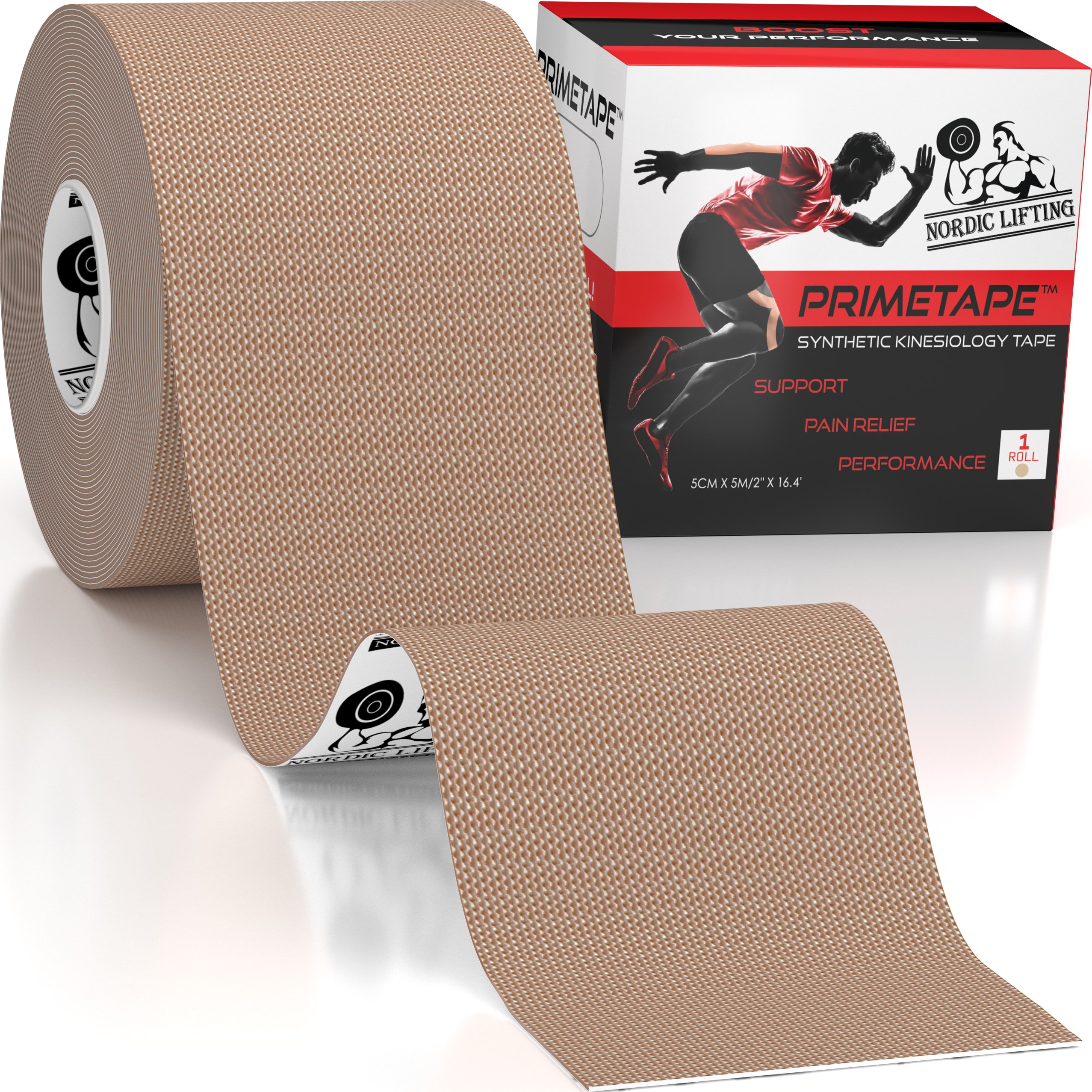 Nordic Lifting Kinesiology Tape 1p - Beige Bundle with Slam Ball 12 lb