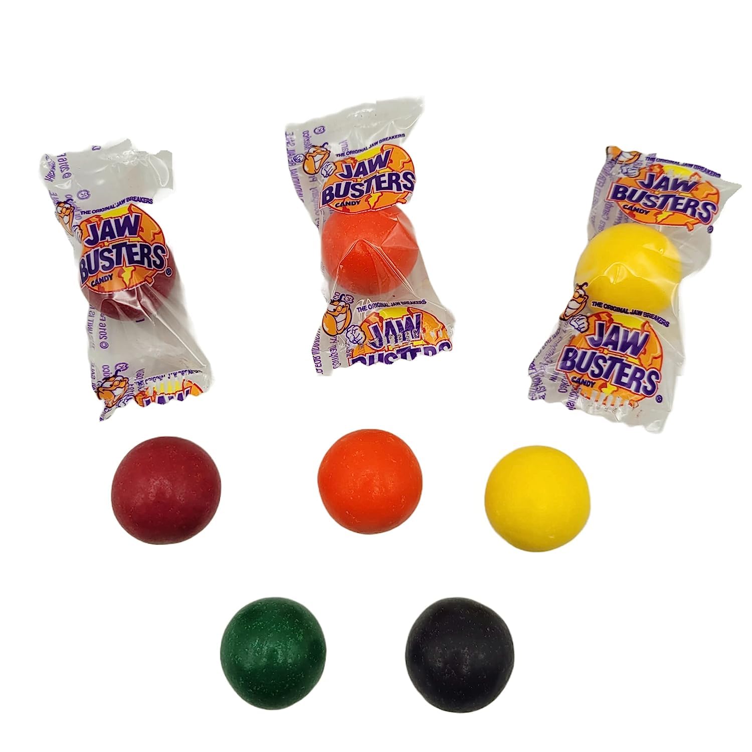 Jaw Busters - Original Ferrara Jawbreakers Assorted Fruit Flavored Bulk Hard Candy - Individually Wrapped Bulk Party Pack - 2 Pound
