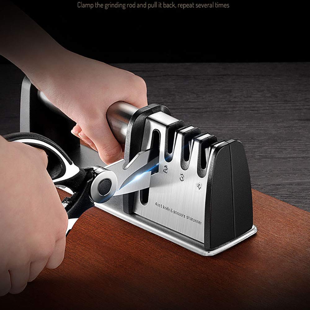 Kitchen Knife Sharpener,3-Stage Speed Sharpening Restore Knives with Non-slip Base and Esay to Use (Silver)
