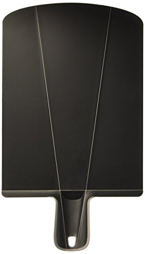 Joseph Joseph Chop2Pot Foldable Plastic Cutting Board 19-inch x 10.75-inch Chopping Board Kitchen Prep Mat with Non-Slip Feet 4-inch Handle Dishwasher Safe Lays Flat Folds Up, Large, Black