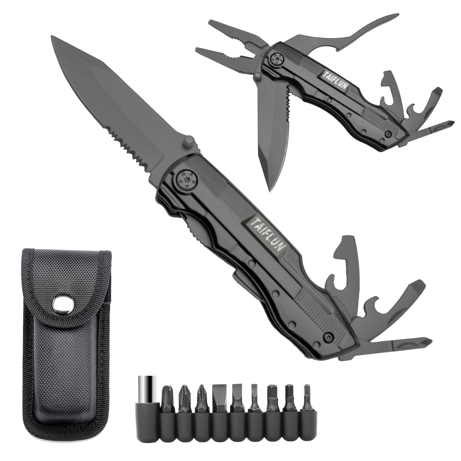 Multitool Pocket Knife for Men Women Guys, Multi Tool Cool Utility Folding Tactical Knives for Camping Fishing Hiking Hunting Outdoor Bushcraft