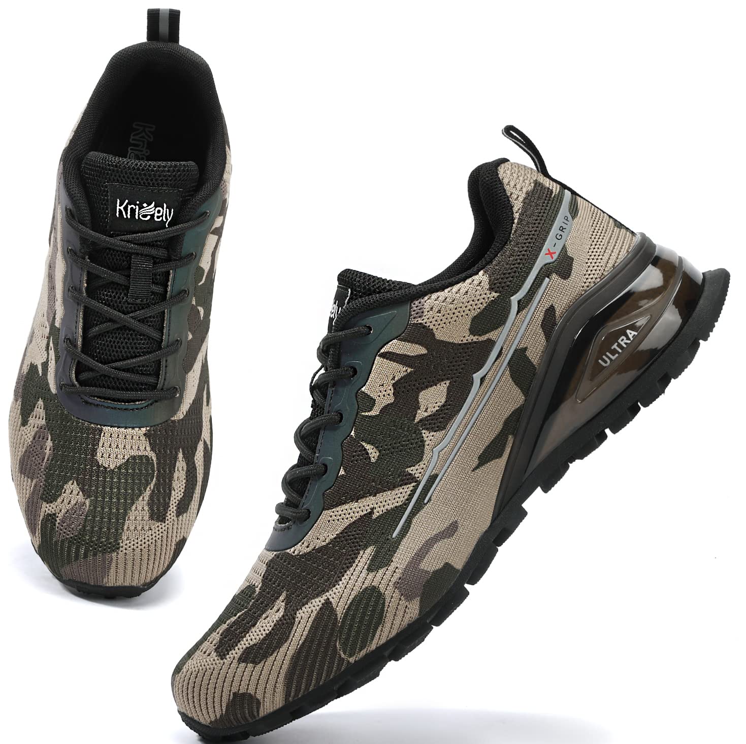 ikunka Men'S Fashion Sneakers Lightweight Breathable Walking Shoes Tennis Cross Training Shoe Non Slip Trail Running Shoes(Camo 11.5)