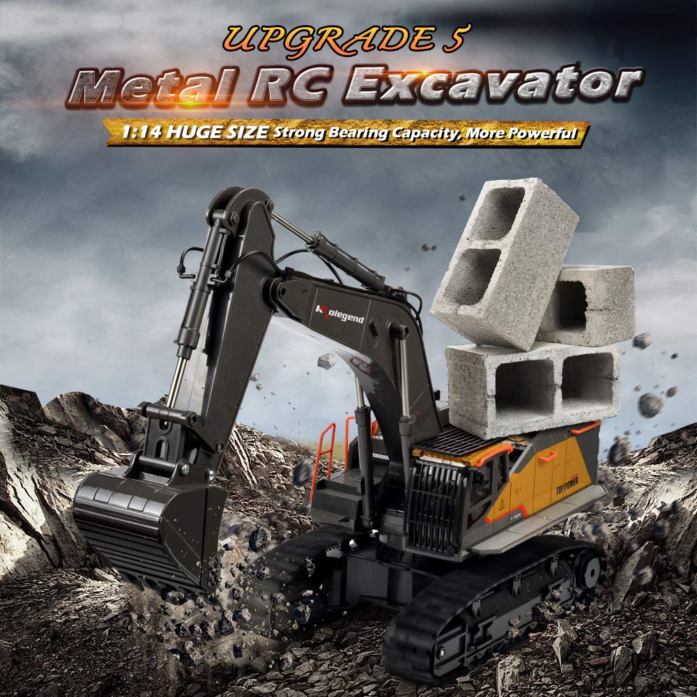 kolegend 22 Channel RC Excavator Metal Shovel Independent Arms 1/14 Scale, Professional Remote Control Construction Vehicles, Boy Toys Best Gift for 8+ Years Old Boys Adults