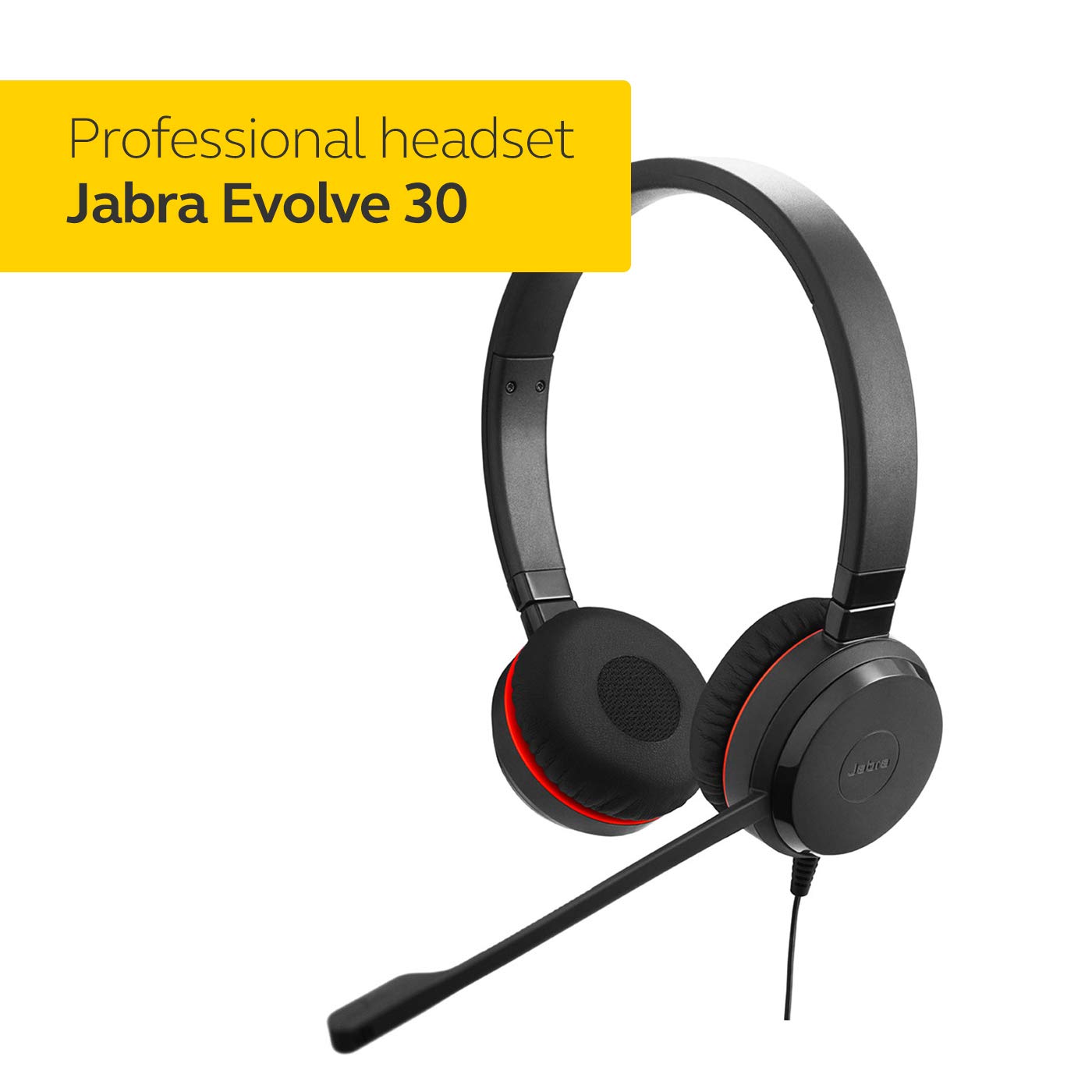 Jabra Evolve 30 II Wired Headset, Stereo, UC-Optimized β Telephone Headset with Superior Sound for Calls and Music β 3.5mm Jack/USB Connection β Pro Headset with All-Day Comfort
