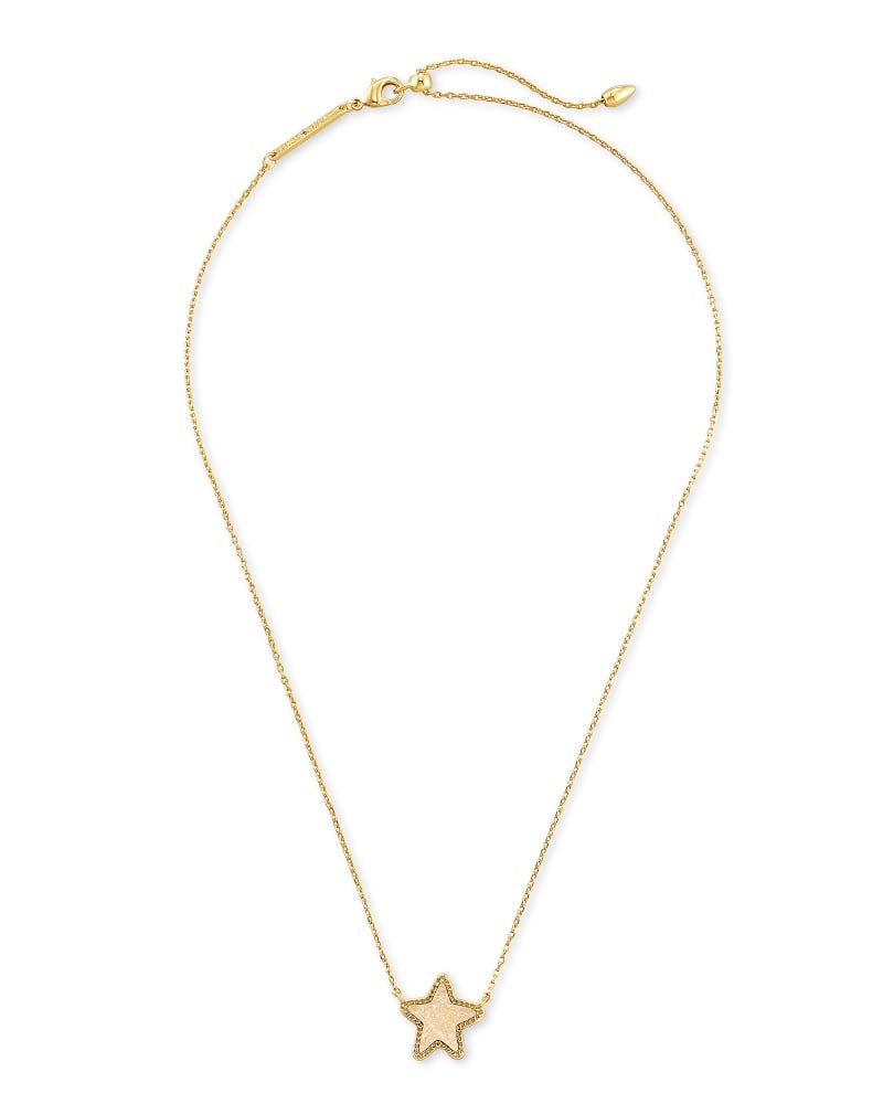 Kendra Scott Jae Star Gold Pendant Necklace in Iridescent Drusy