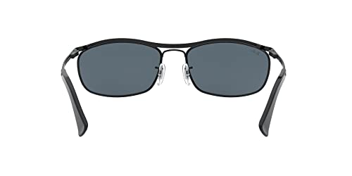 Ray-Ban RB3119 Olympian Rectangular Sunglasses, Demi Gloss Black/Black/Blue, 62 mm