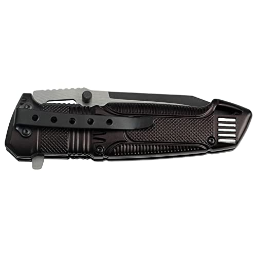 TAC Force TF-749EM Spring Assist Folding Knife, Black Half-Serrated Blade, Two-Tone Handle, 4.75-Inch Closed