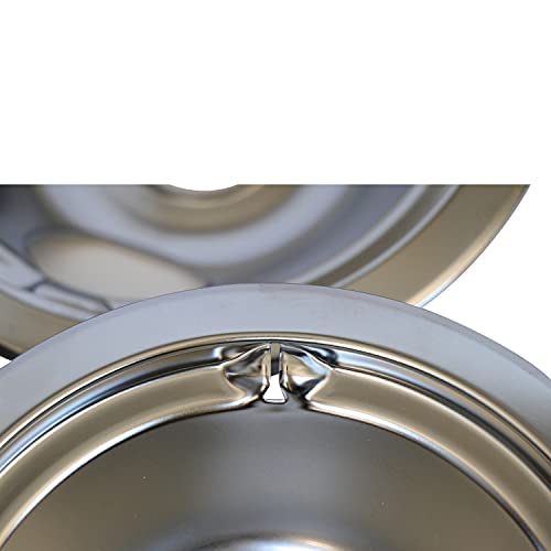 KITCHEN BASICS 101 Made in the USA WB31T10010 and WB31T10011 Replacement Chrome Drip Pans for GE/Hotpoint Electric Range with Locking Slot - Includes 2 6-Inch and 2 8-Inch Pans, 4 Pack