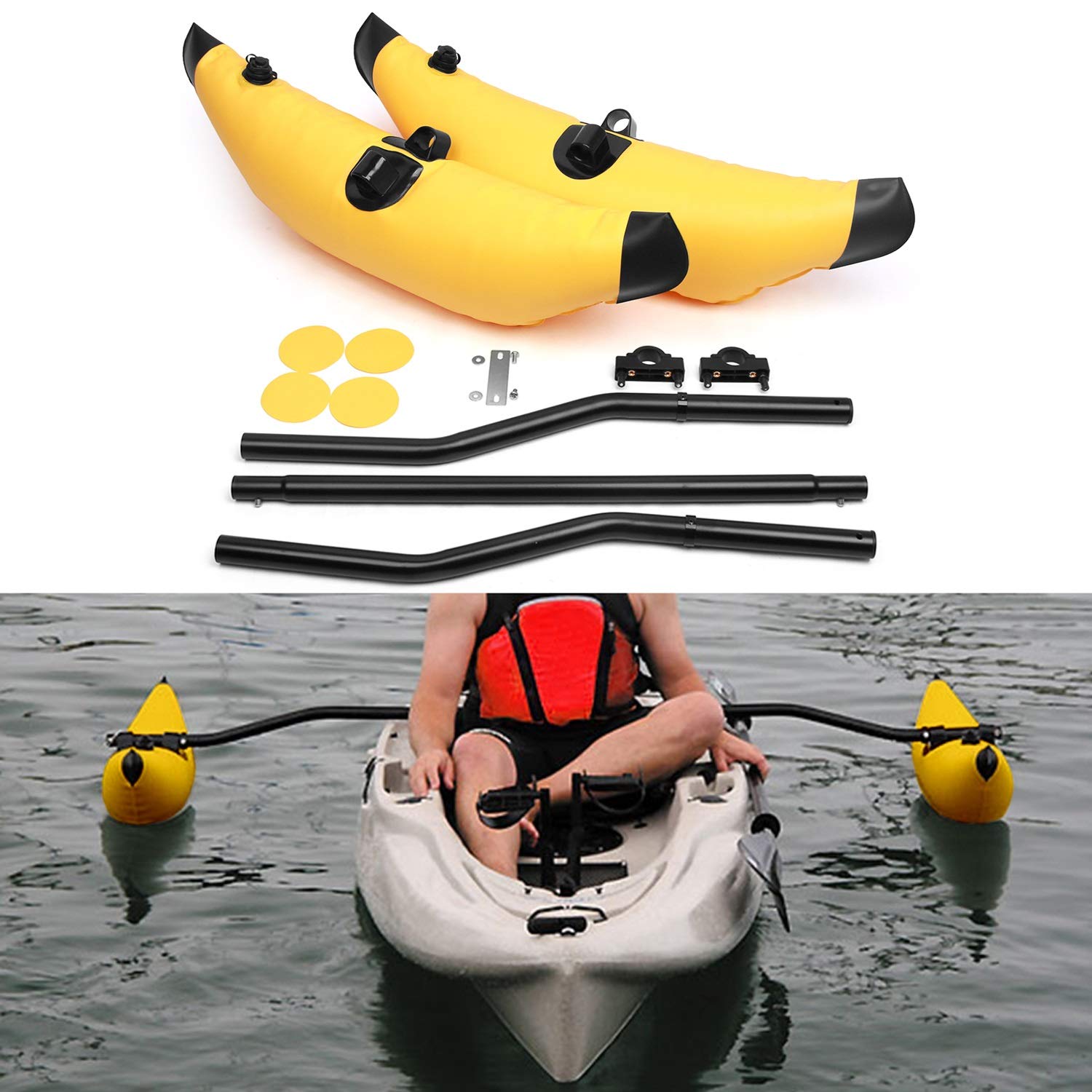 Kayak Inflatable Outrigger Float with Arms Rod Kayak Boat Fishing Standing Float Stabilizer System Kit (Color : White 1)