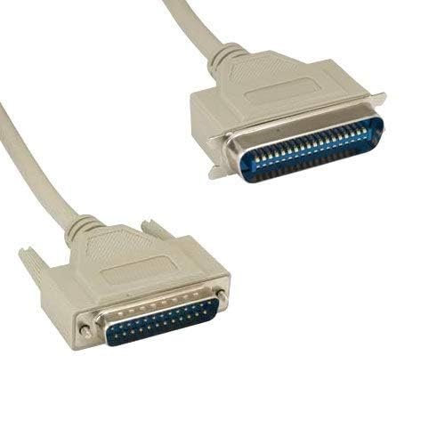 KENTEK 3 Feet FT DB25 to CN36 Parallel Printer Data Cable Cord RS-232 28 AWG Uni-Directional 25 to 36 Pin Molded Male to Male M/M Centronics 25C Port for IBM PC Dot-Matrix Laser Printer